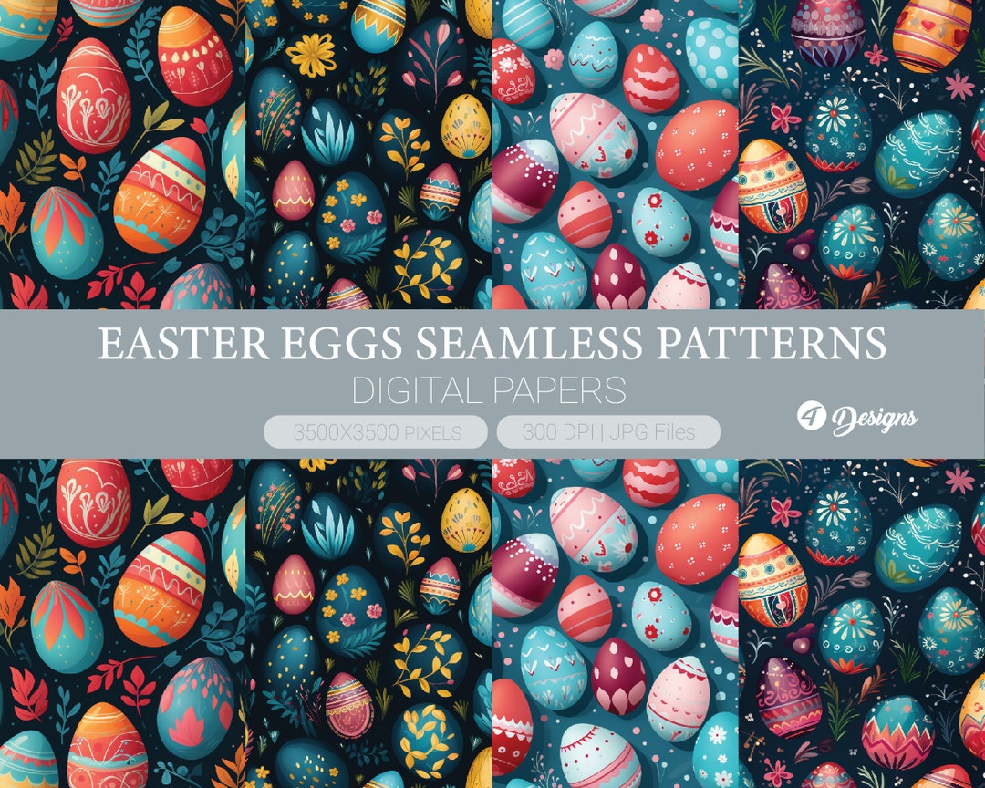 Easter Eggs Digital Paper, Easter Holidays Seamless Pattern, Eggs ...