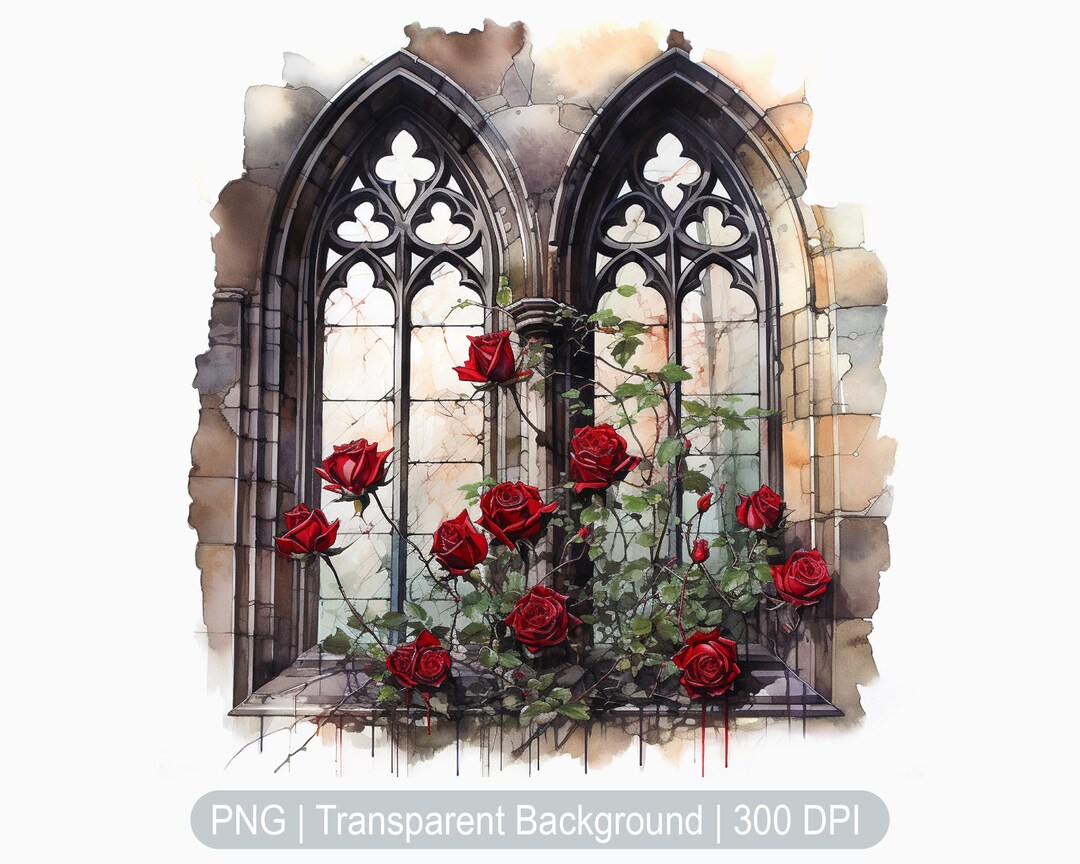 Gothic Window Clipart, Church Clipart, Dark Fantasy Clipart, Printable ...