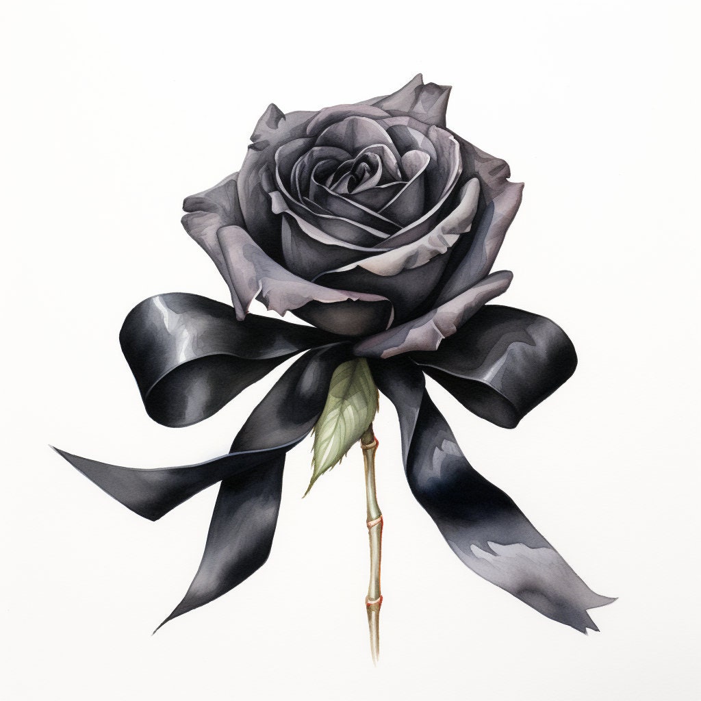 Watercolor Black Roses Clipart Gothic Roses Black Rose With - Etsy