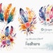 Floral Feathers Clipart, Watercolor Abstract Feathers Clipart, Feather ...