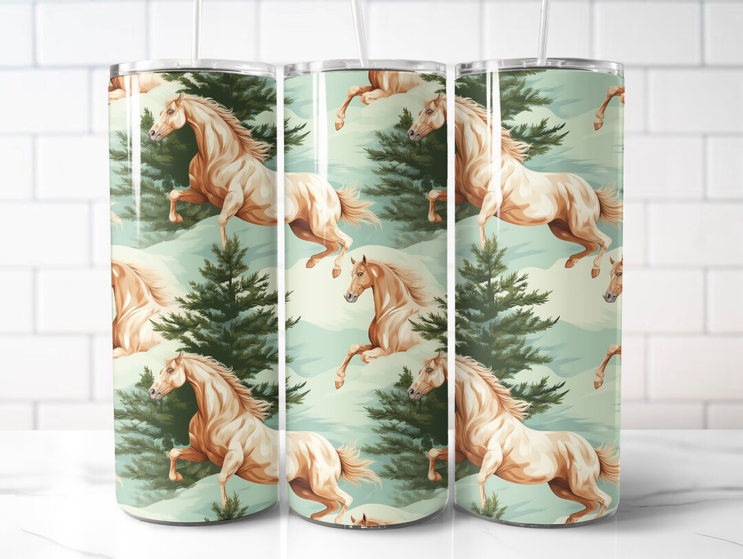 Horses 20oz Skinny Tumbler, Running Horse Seamless Sublimation Design ...