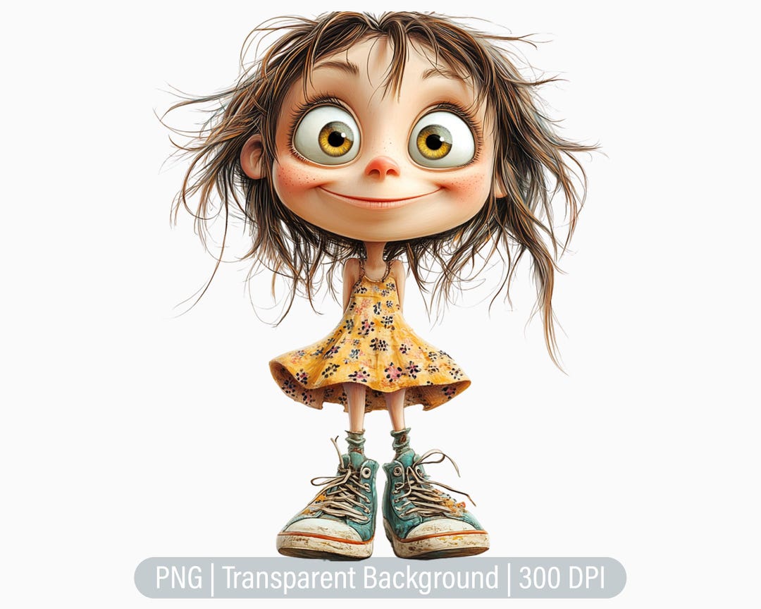 Quirky Girl Clipart, Cute Frazzled Girl, Whimsical Girl, Junk Journal ...