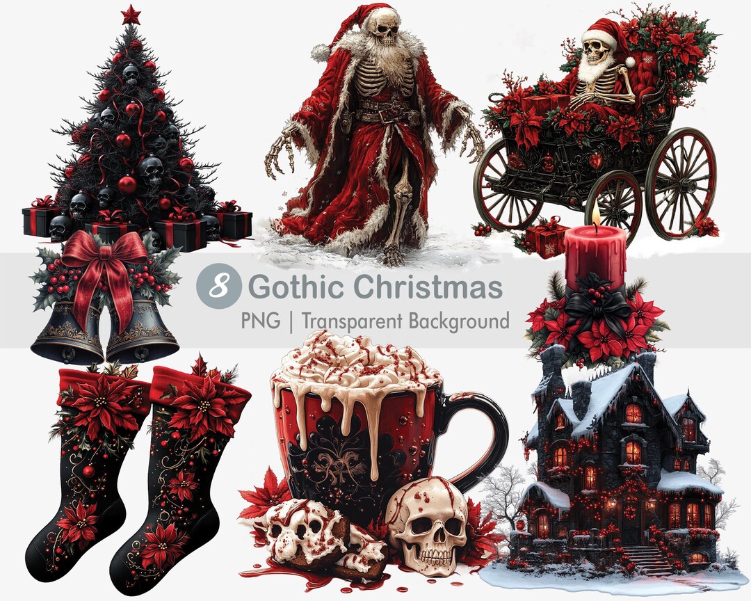 Gothic Christmas Clipart, Santa Png, Spooky Christmas, Vampire ...