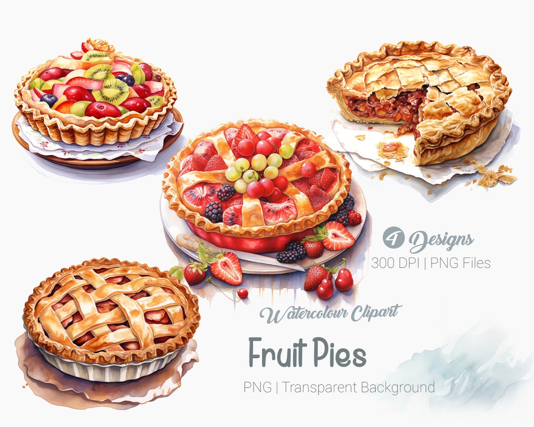 Watercolor Fruit Pie Clipart, Pie Png, Fruit Pie Illustration ...