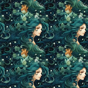 Mermaid Digital Paper and Seamless Mermaid Patterns, Web Backgrounds ...