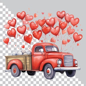 Valentine's Trucks Clipart, Valentine's Day PNG, Hearts Png, Junk ...