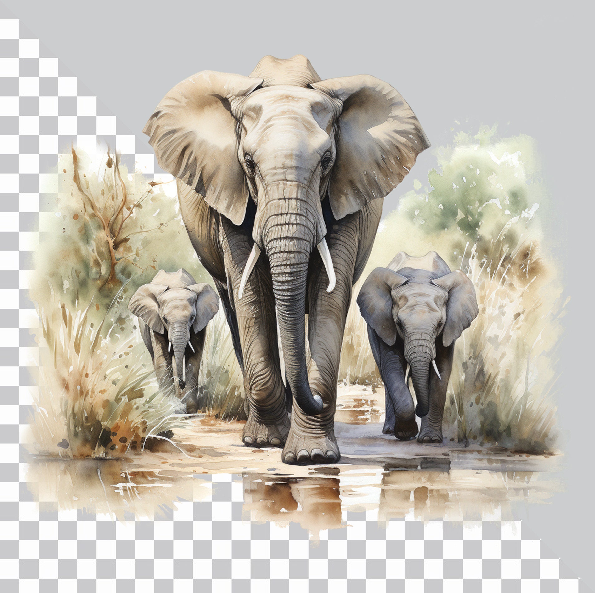 Elephant Clipart African Elephant PNG Clipart Safari Junk - Etsy
