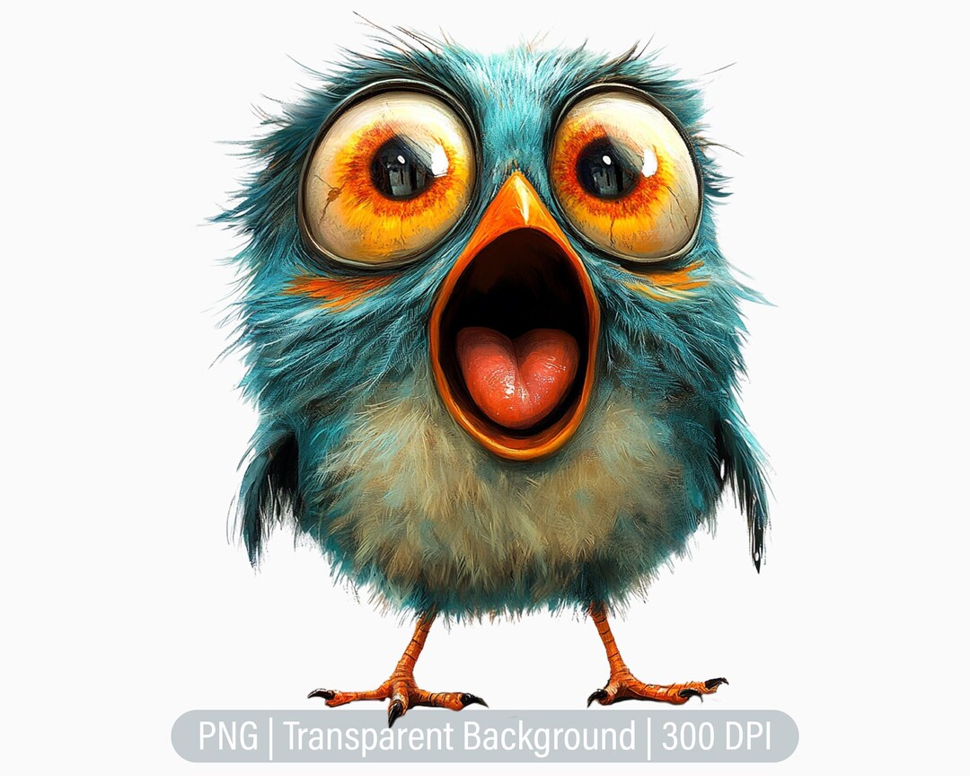 Screaming Bird Clipart, Cute Whimsical Bird PNG, Funny Bird, Junk ...
