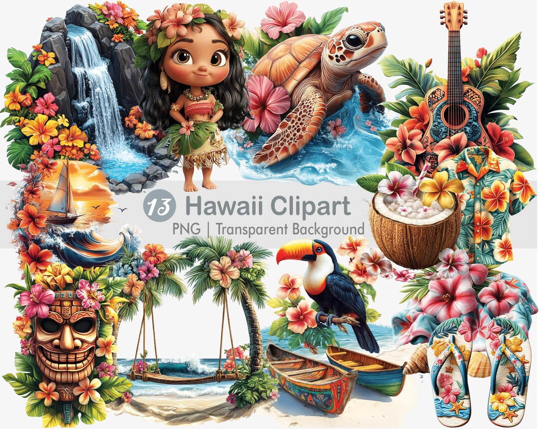 Hawaii Clipart, Tropical Island Png, Tropical Floral Hawaii, Printable ...