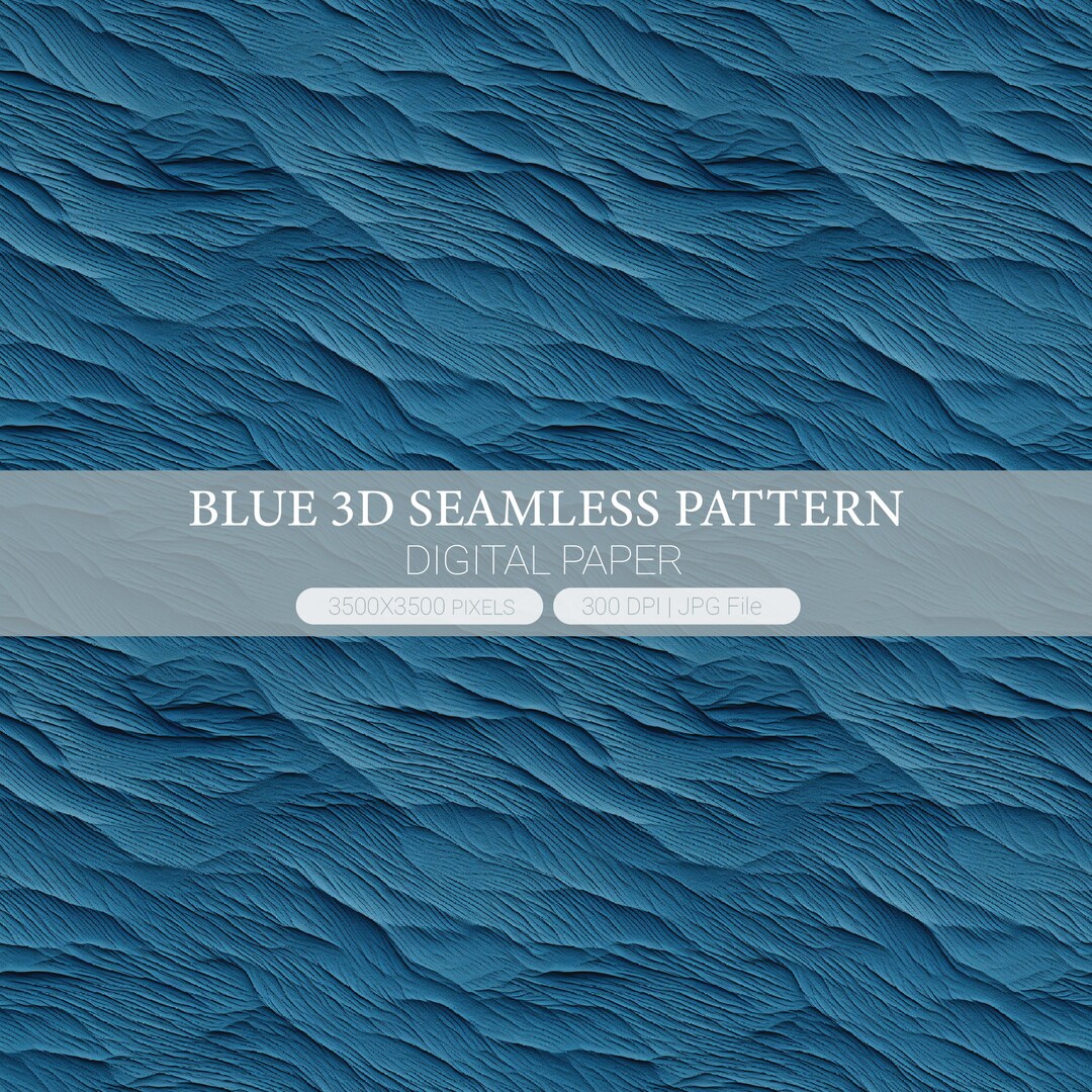 3D Blue Digital Paper, Seamless Pattern, Paint Texture Printable, 3d ...