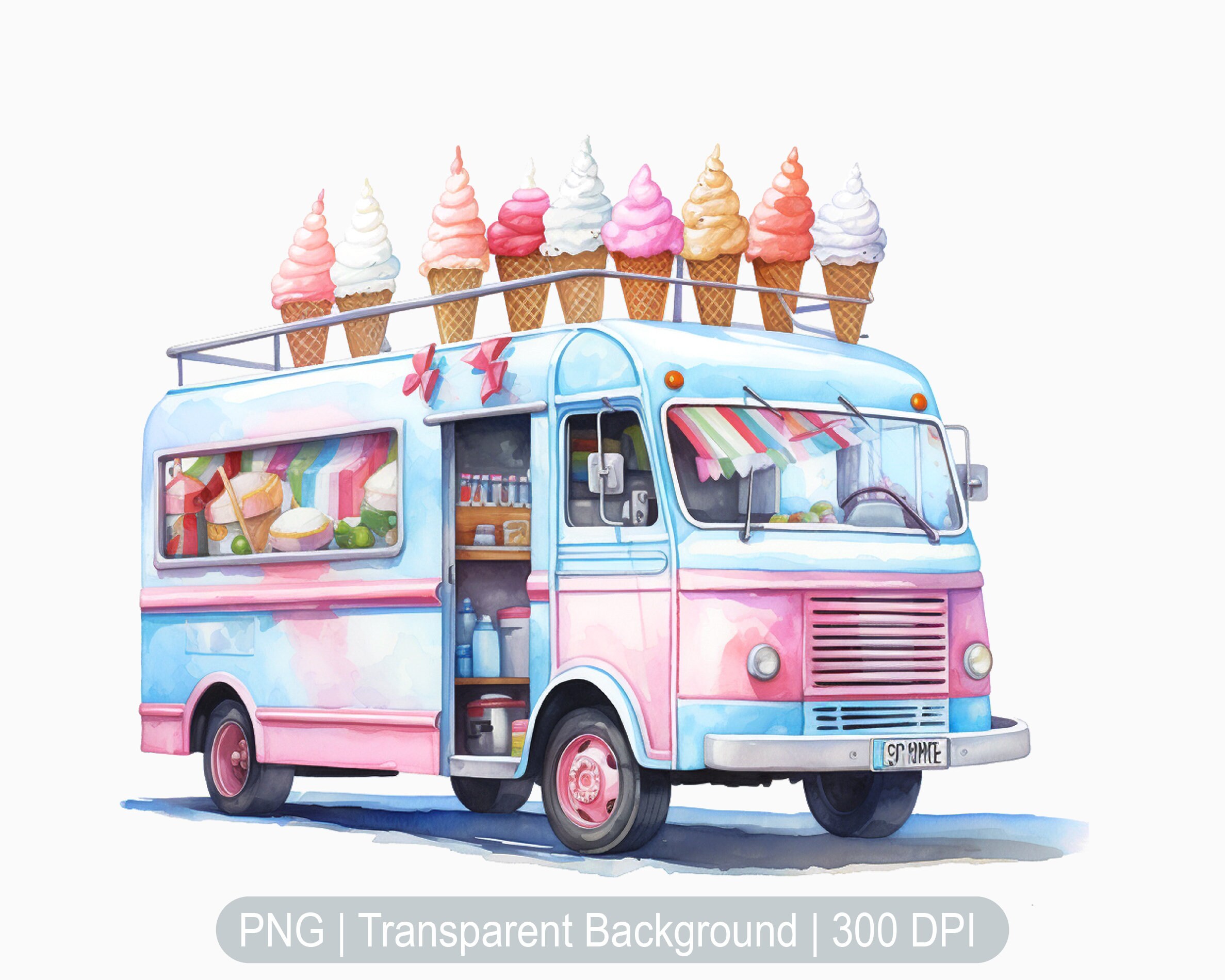 Ice Cream Truck Clipart, Stall, Pastel Ice Cream Truck, Sweets Shop PNG ...
