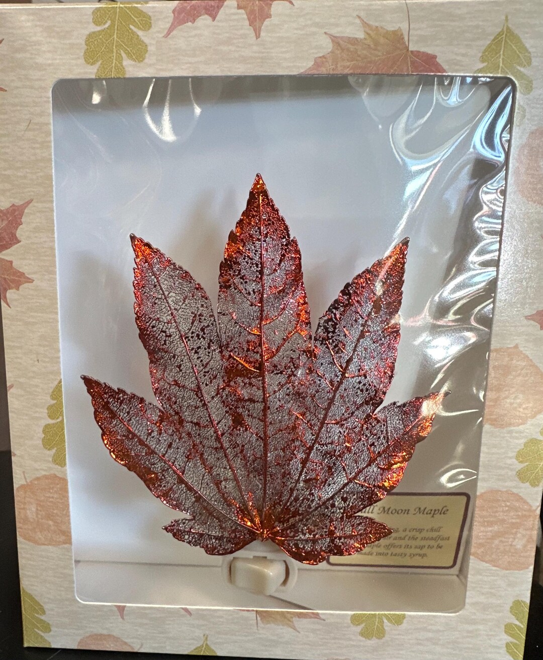Iridescent Full Moon Maple Leaf Nightlight - Etsy