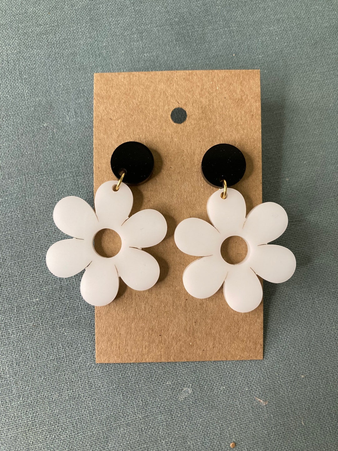 Black & White Flower Power Earrings - Etsy