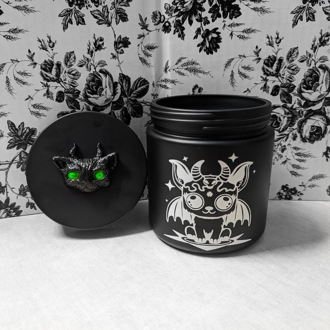 Cute & Evil Jar | Black Glass Candy/cookie Container | Pastel Goth ...