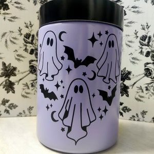 Three Ghosts+spooky Bat Container || Lilac Glass Cookie Jar/kitchen ...