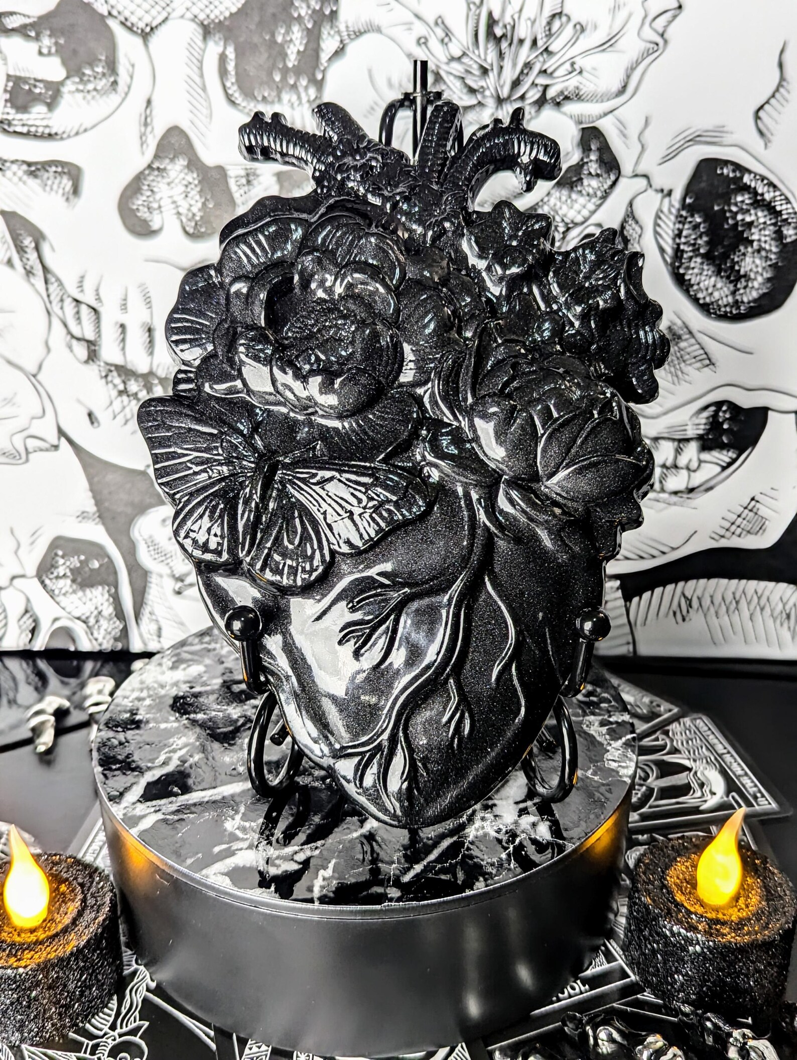Anatomical Heart Wall Art • Gothic 6.25" Resin Heart With Butterfly ...