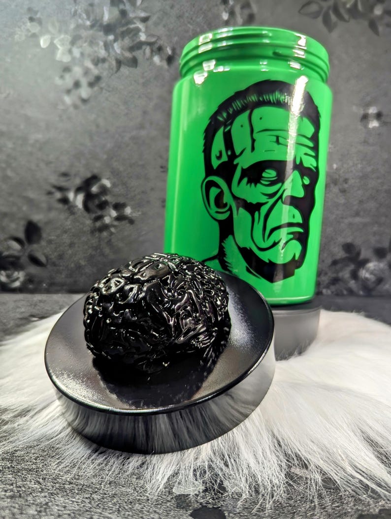 Frankenstein Monster Glass Jar | Green Storage Container & 3D Brain Lid ...