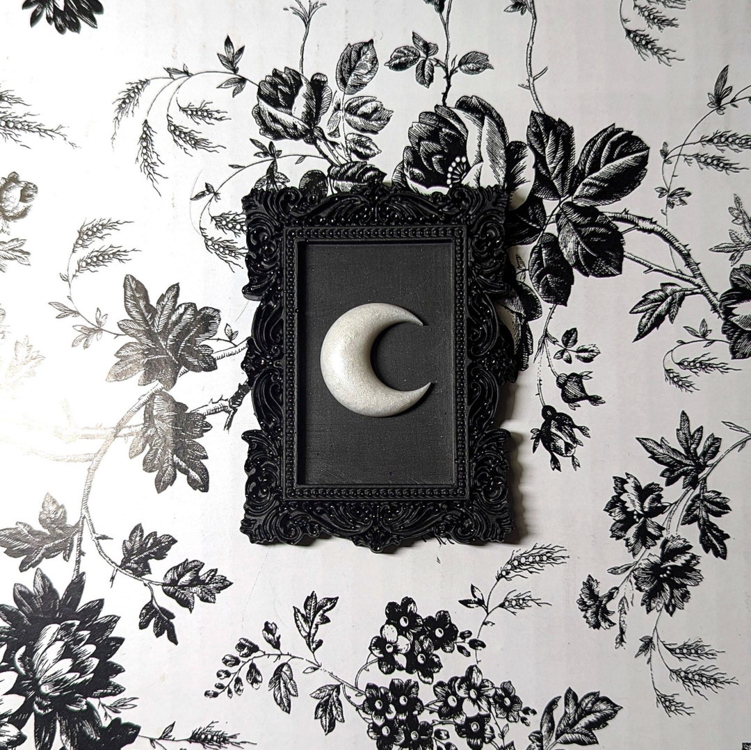 3.8 Mini Framed Victorian Gothic MOON PLAQUE 3D Crescent Moon Wall ...