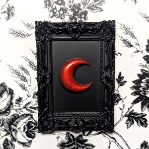 3.8" Mini Framed Victorian Gothic MOON PLAQUE • 3D Crescent Moon Wall ...