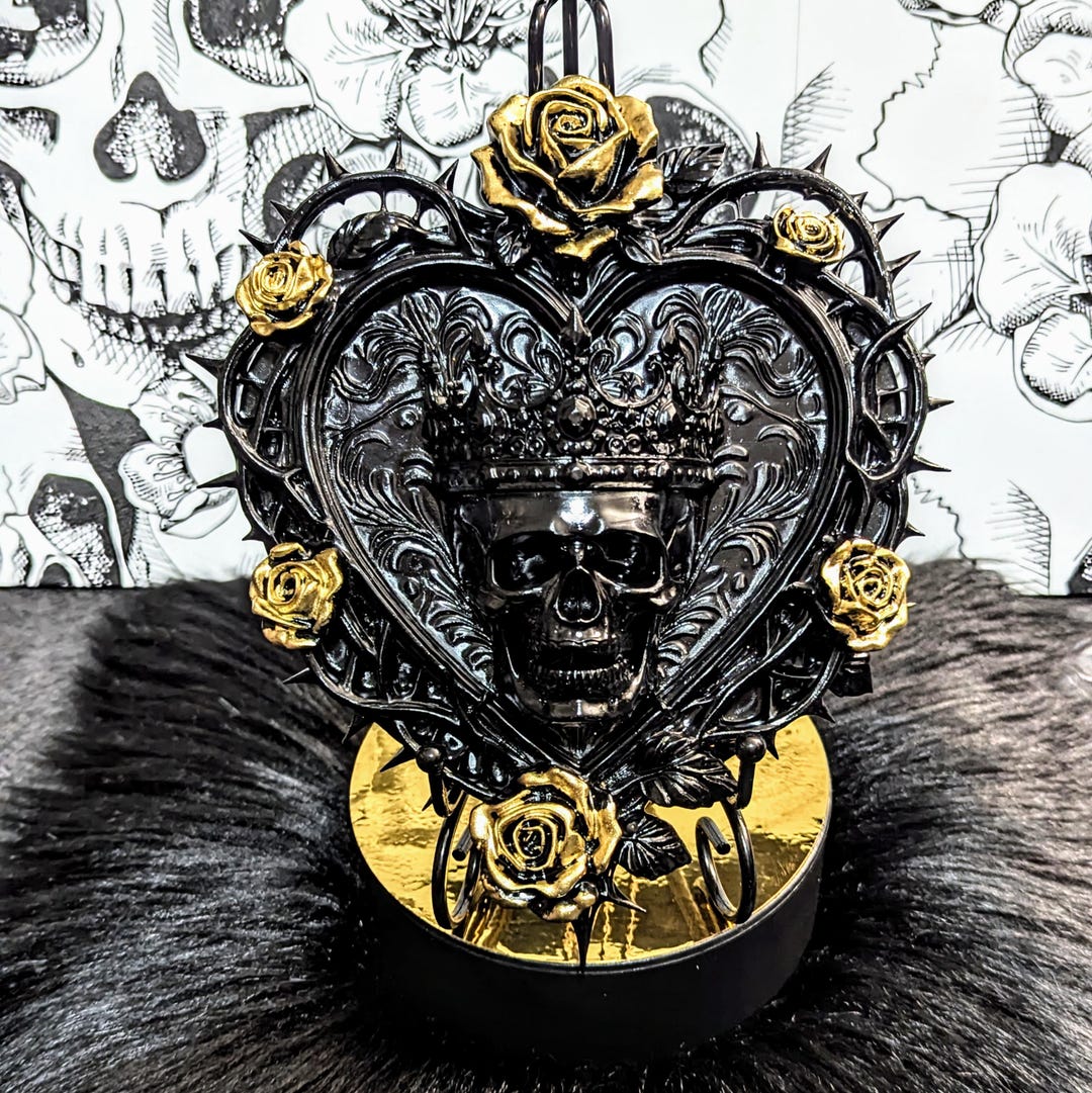 Gothic Crowned Skull Wall Art | Original, Hand-painted | Thorned Rose ...