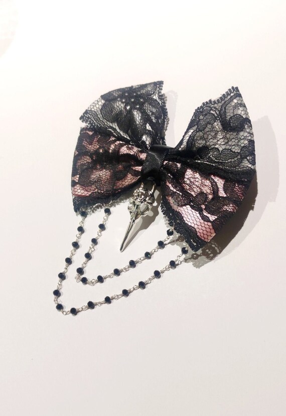 Black Lace Hair Bow