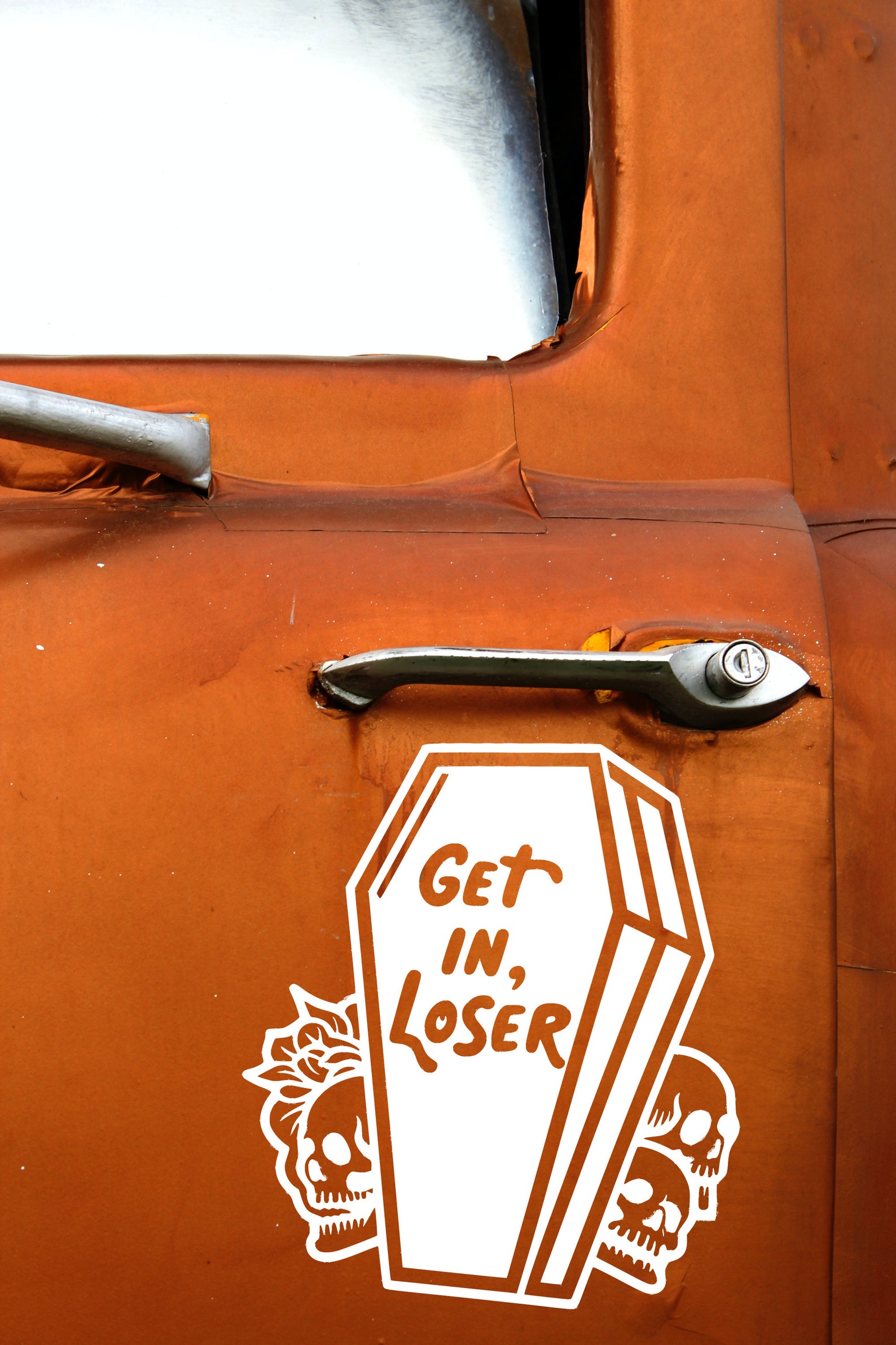 GET IN, LOSER | Permanent Vinyl Window/bumper Sticker | Spooky Creepy ...