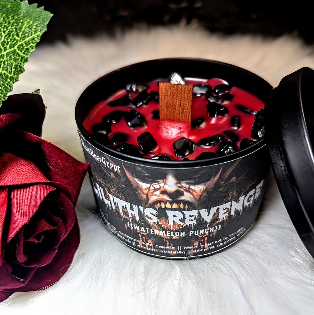 8 Oz. Watermelon Punch •LILITH'S REVENGE Demon Candle W/ Obsidian ...