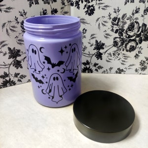 Three Ghosts+spooky Bat Container || Lilac Glass Cookie Jar/kitchen ...