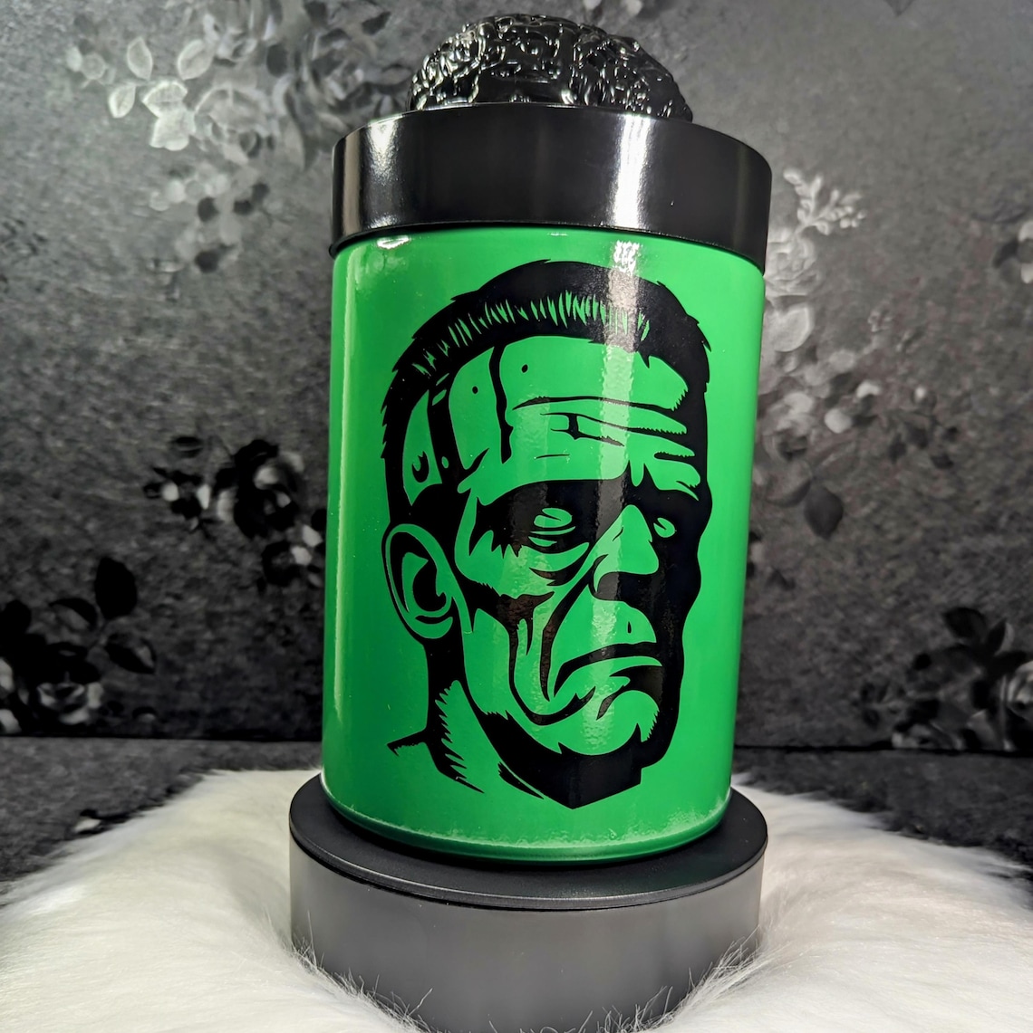 Frankenstein Monster Glass Jar | Green Storage Container & 3D Brain Lid ...