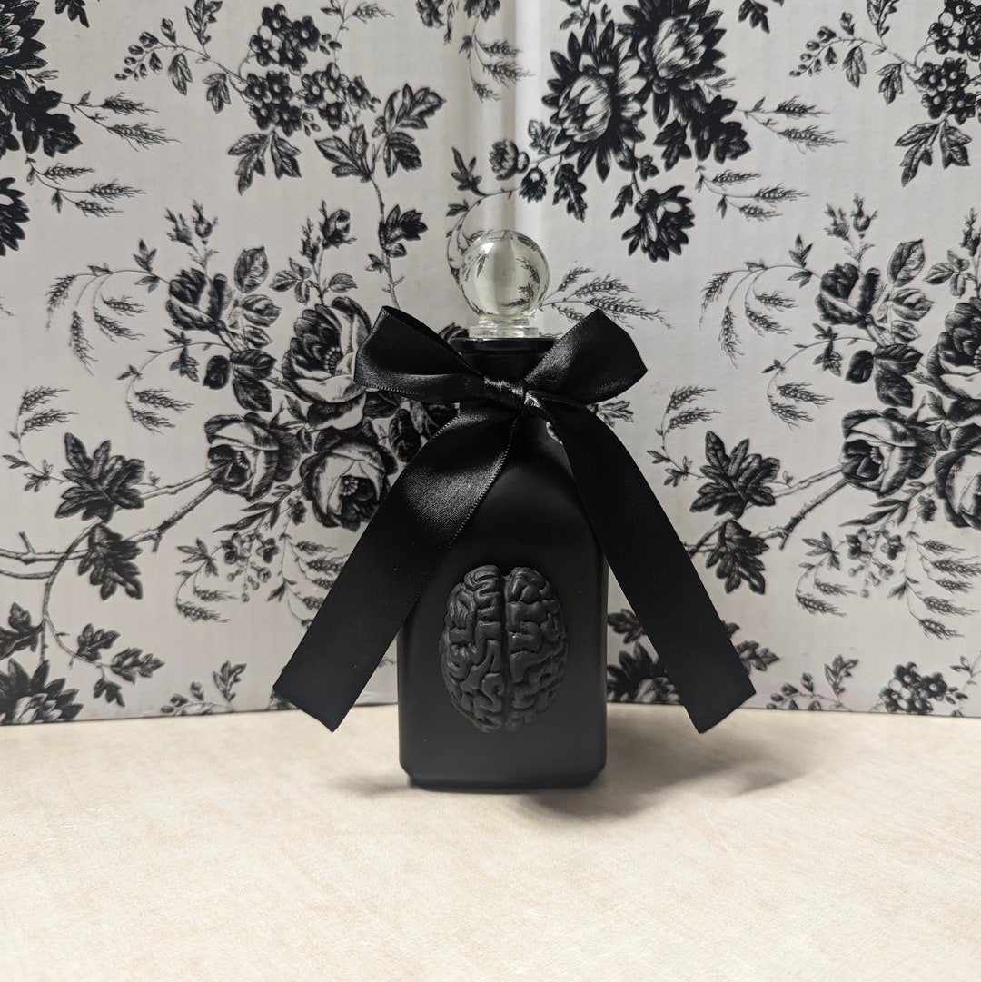 6.5 Black Human Brain Black Bow Glass Container Gothic Potion/perfume ...