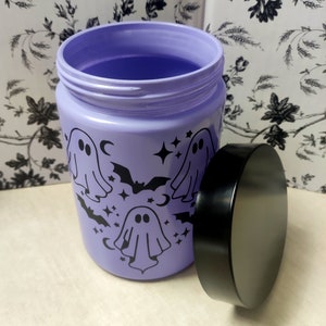 Three Ghosts+spooky Bat Container || Lilac Glass Cookie Jar/kitchen ...