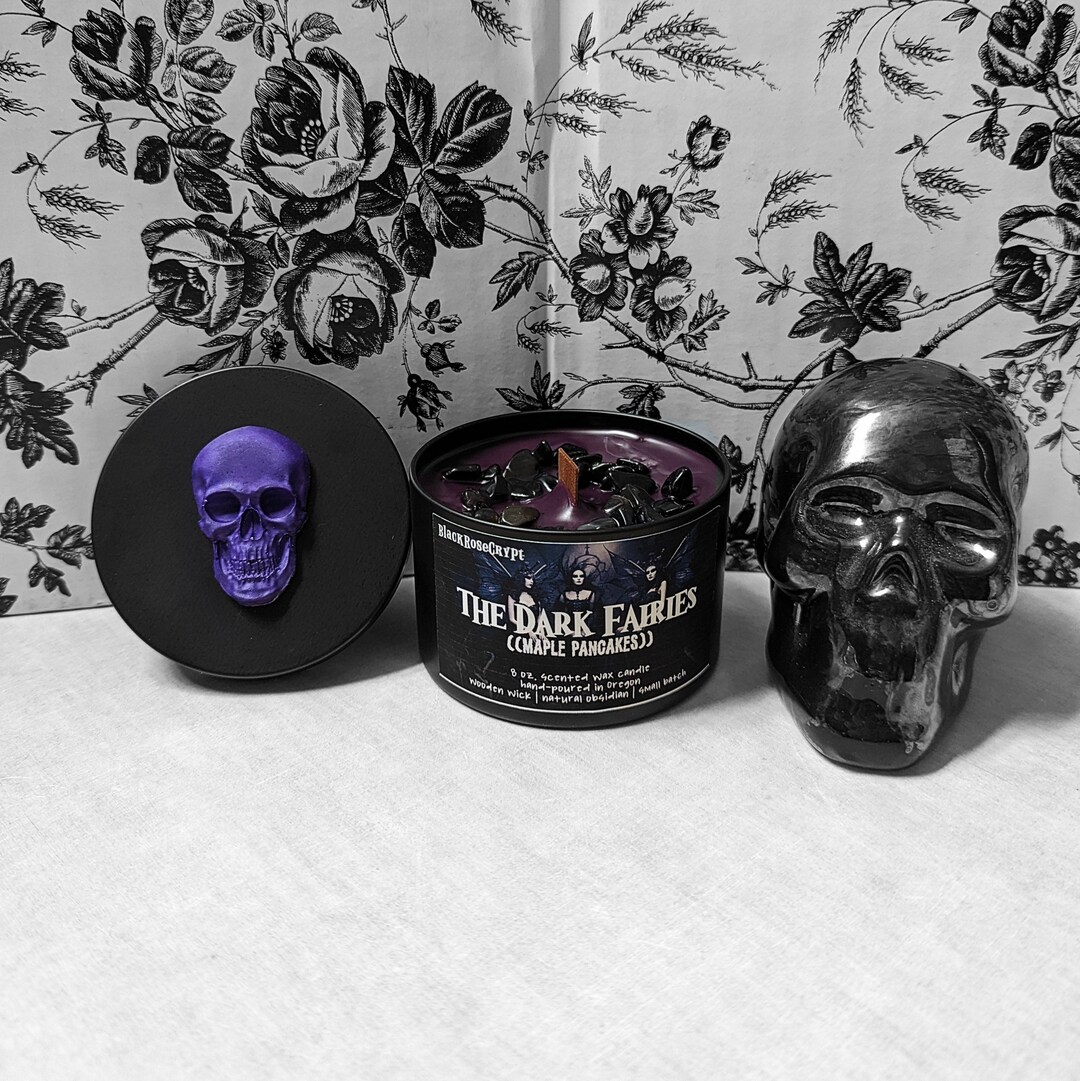 8 Oz. Maple Pancakes DARK FAIRY Candle With Obsidian in Metal Tin ...