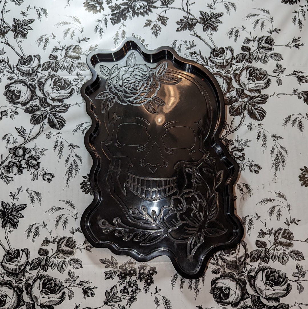 10.5 ROSE SKULL Catch-all DISH Decorative Resin Jewelry/trinket Tray ...