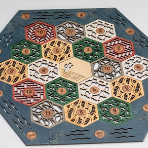 Handcrafted 5-6 Player Wooden Settlers of Catan Board - Premium Quality ...