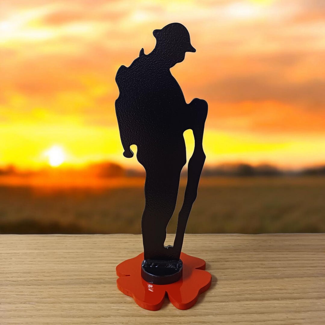 Steel Tommy Soldier & Poppy Statue - Etsy UK