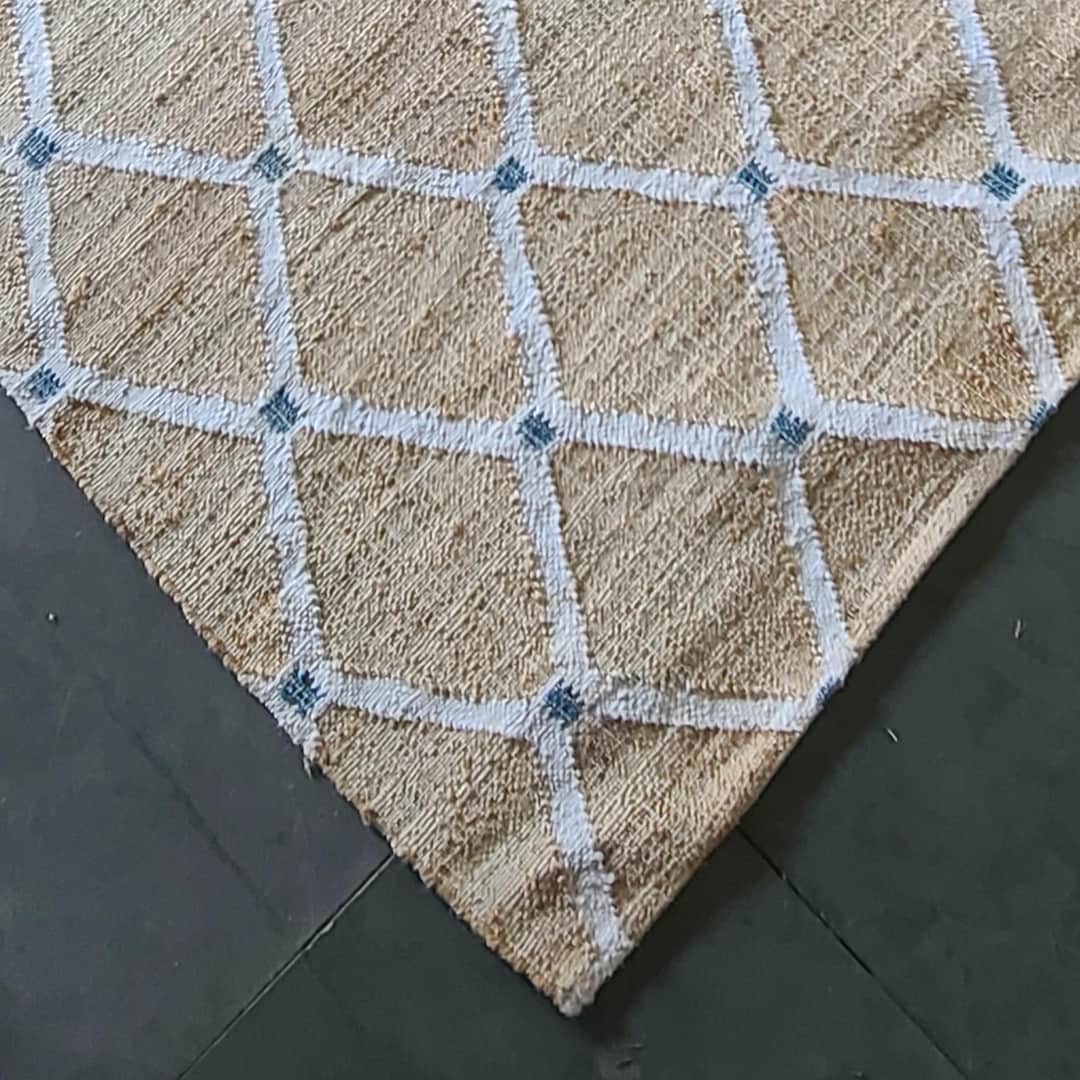 9x12,8x10ft Jute Rug Ivory Diamond Natural Jute High Quality Hand Woven ...
