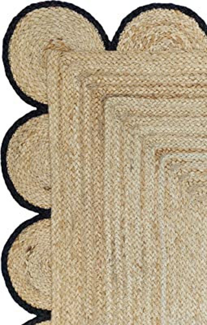 Natural Color Border Jute Rugs Handmade Rugs Scallop Edge Rug - Etsy