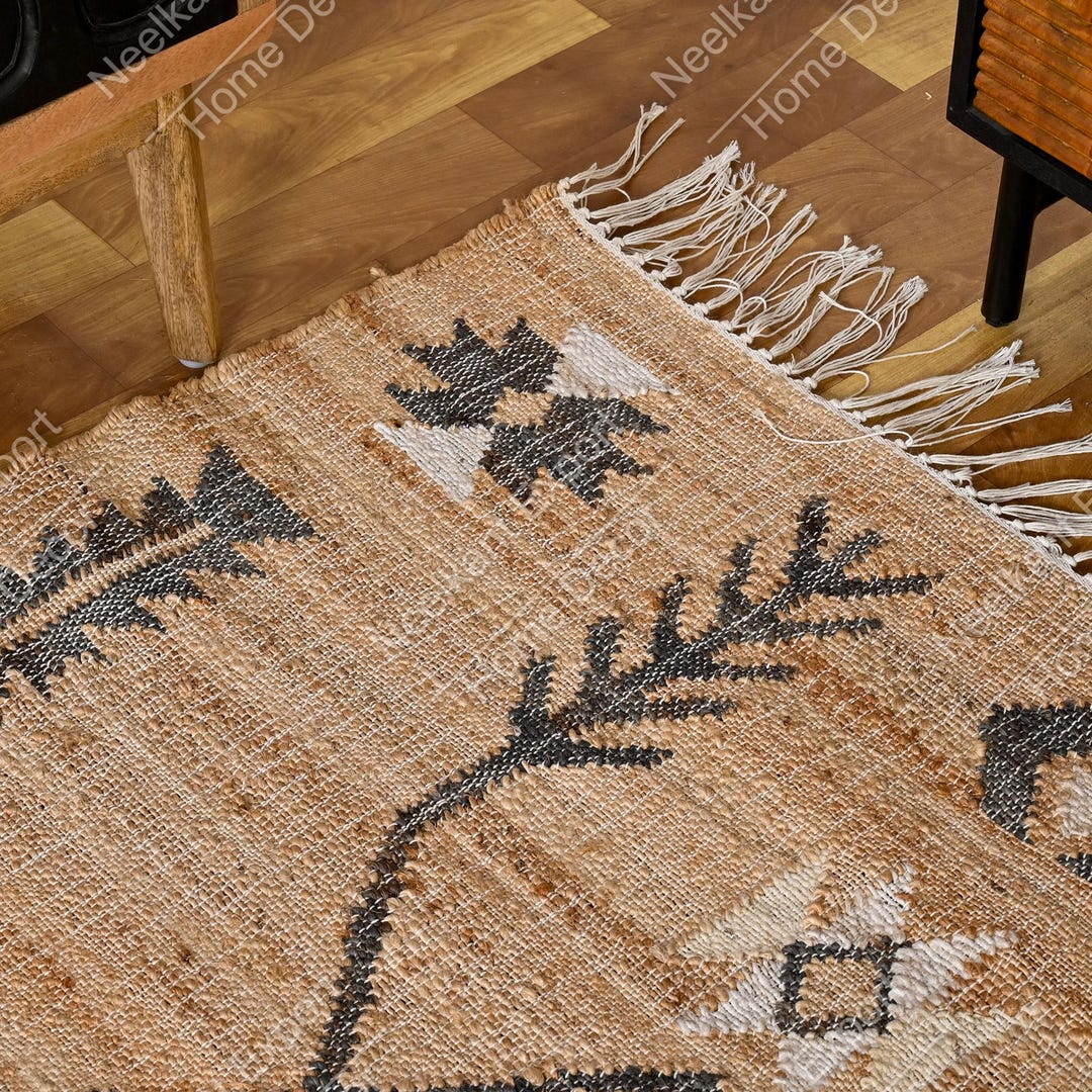 Handwoven Cotton Jute Rug | Natural Fiber Area Rug for Living Room ...