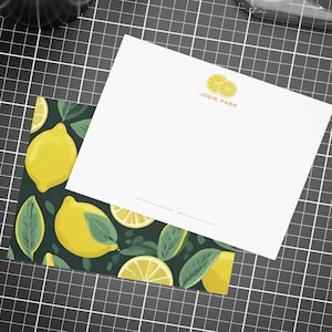 Personalized Lemon Notecard With Envelope Stationary Set for Women ...