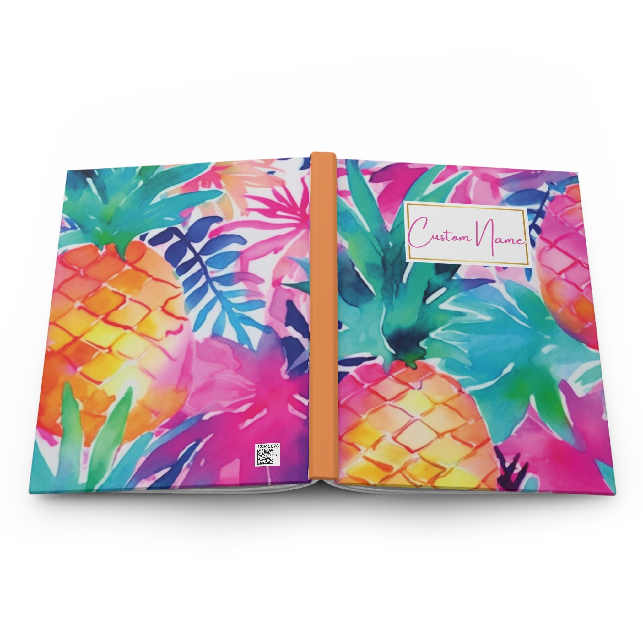 Personalized Name Pineapple Journal, Tropical Fruit, Watercolor Summer ...