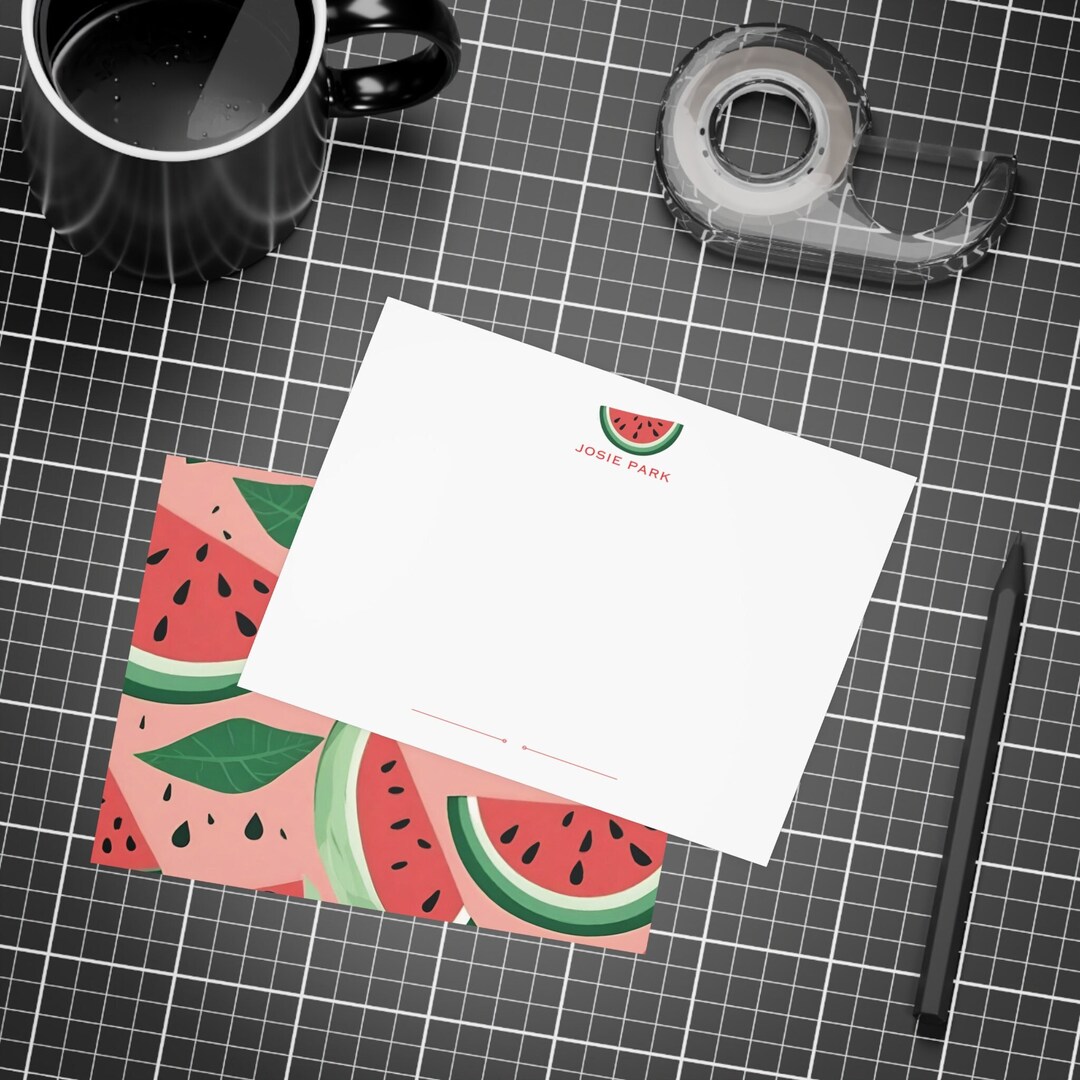 Personalized Watermelon Notecard With Envelope Stationary Set for Women ...