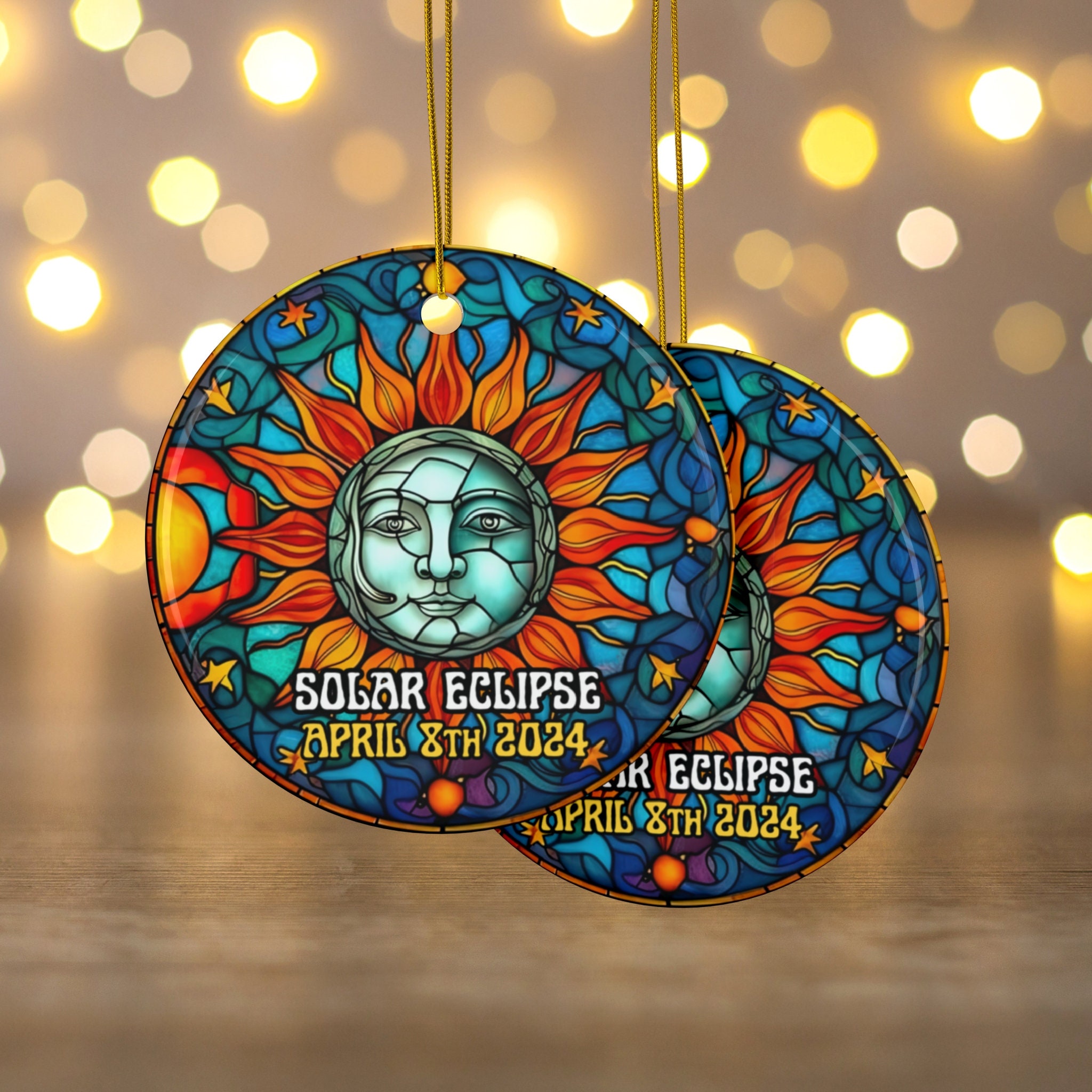 Moon Sun Total Solar Eclipse 2024 Ceramic Ornament for Astronomy Lovers ...