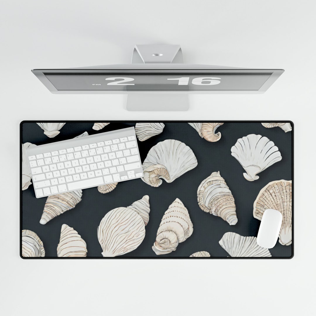 Pretty Seashell Desk Mat, Beachy Coastal Desk Pad for Ocean Lover, Sea ...