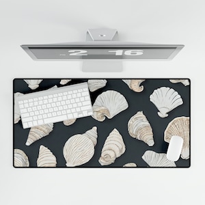Pretty Seashell Desk Mat, Beachy Coastal Desk Pad for Ocean Lover, Sea ...
