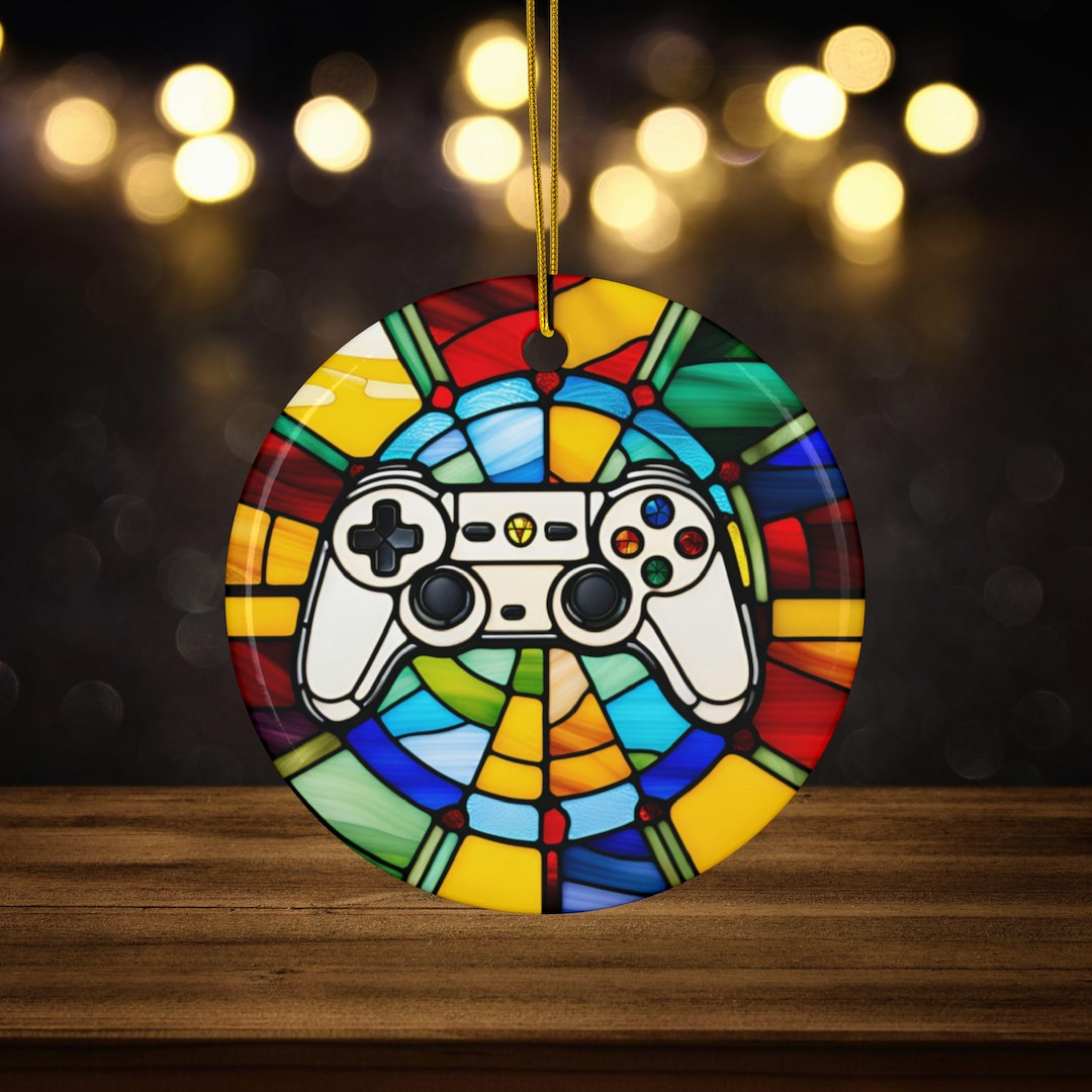 Gaming Controller Ceramic Ornament, Faux Stained Glass, Christmas Gift ...