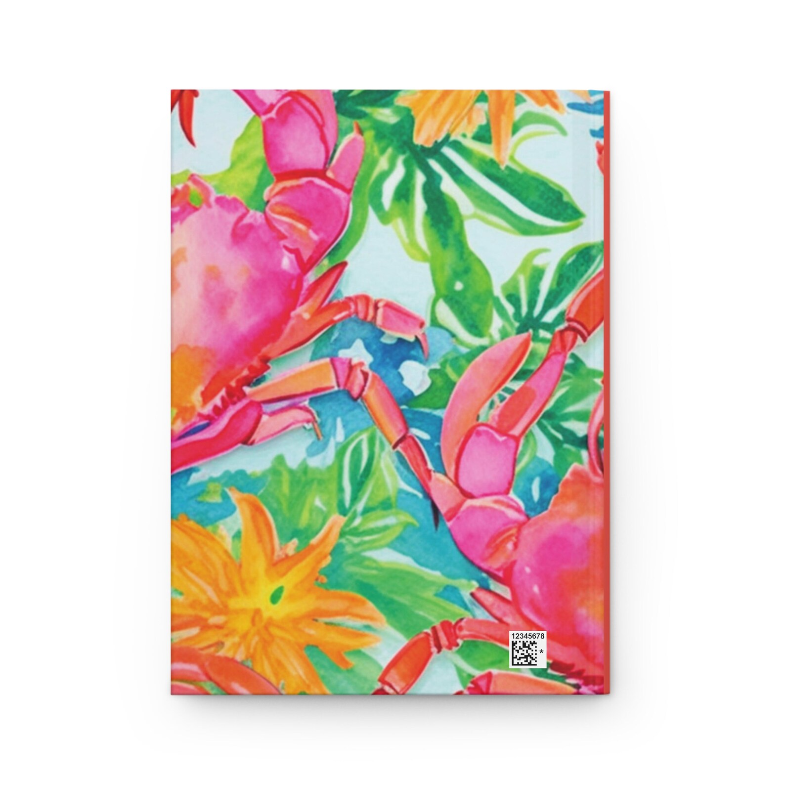 Personalized Name Tropical Journal, Colorful Watercolor Red Crab Beach ...