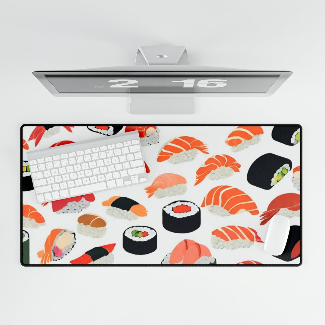 Sushi Roll Desk Mat, Japanese Asian Food Desk Pad, Omakase Sushi Lover ...