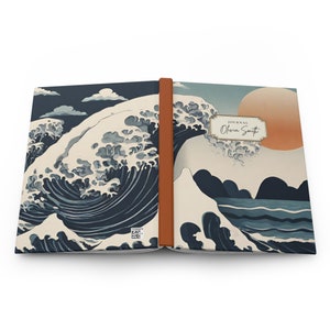 Personalized Minimalistic Waves Journal for Women, Asian Japanese Style ...