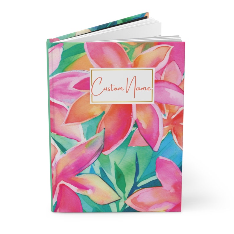 Personalized Name Tropical Journal, Watercolor Flowers, Cute Fun ...