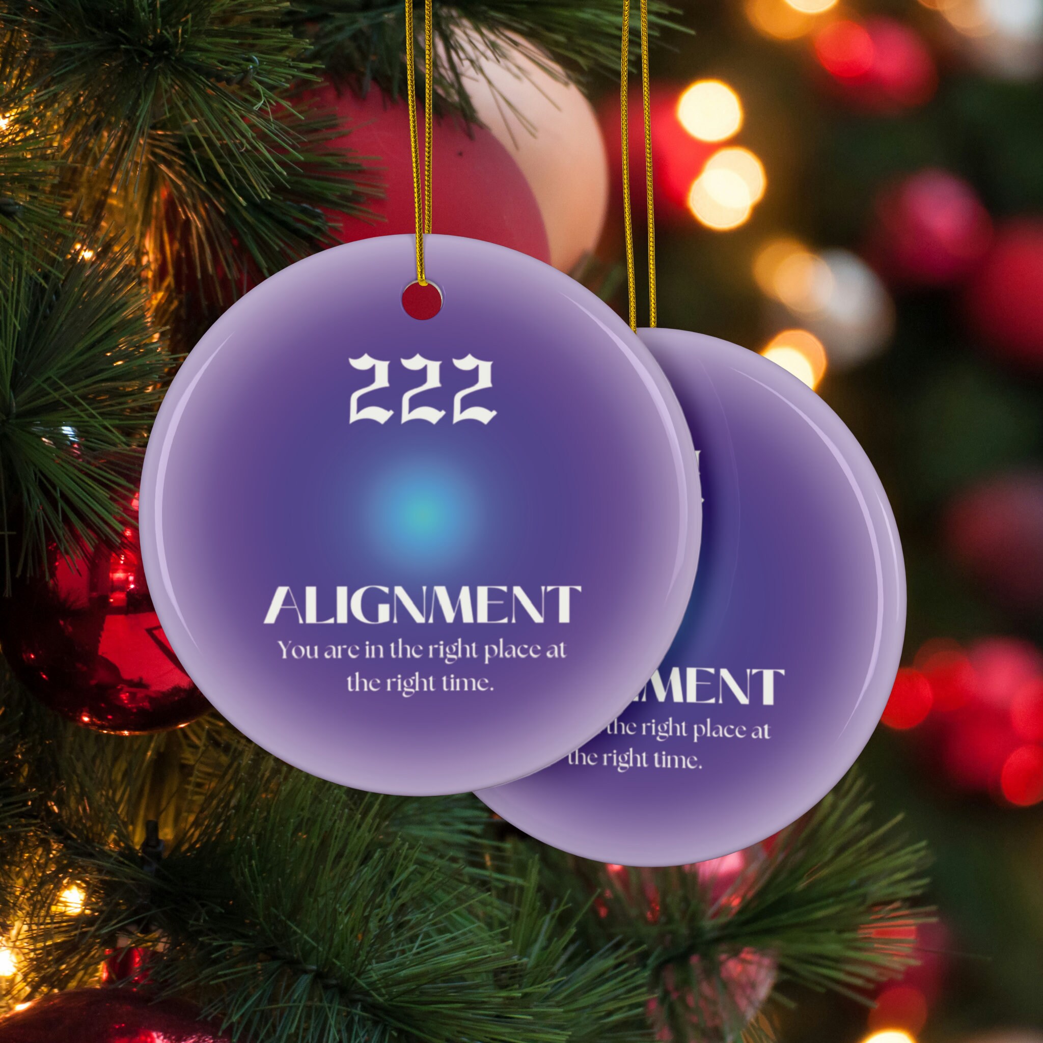 Angel Number 222 Alignment Ceramic Christmas Ornament, Manifestation ...
